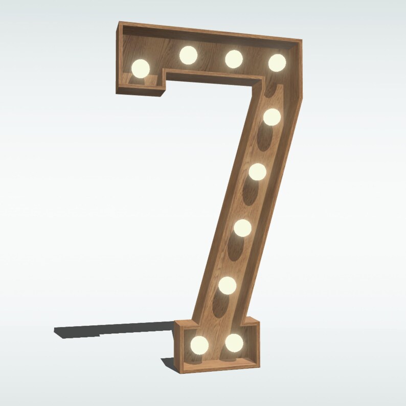 4ft DIY Marquee Plans, Number 7. Light up Number Blueprints, Mosaic ...