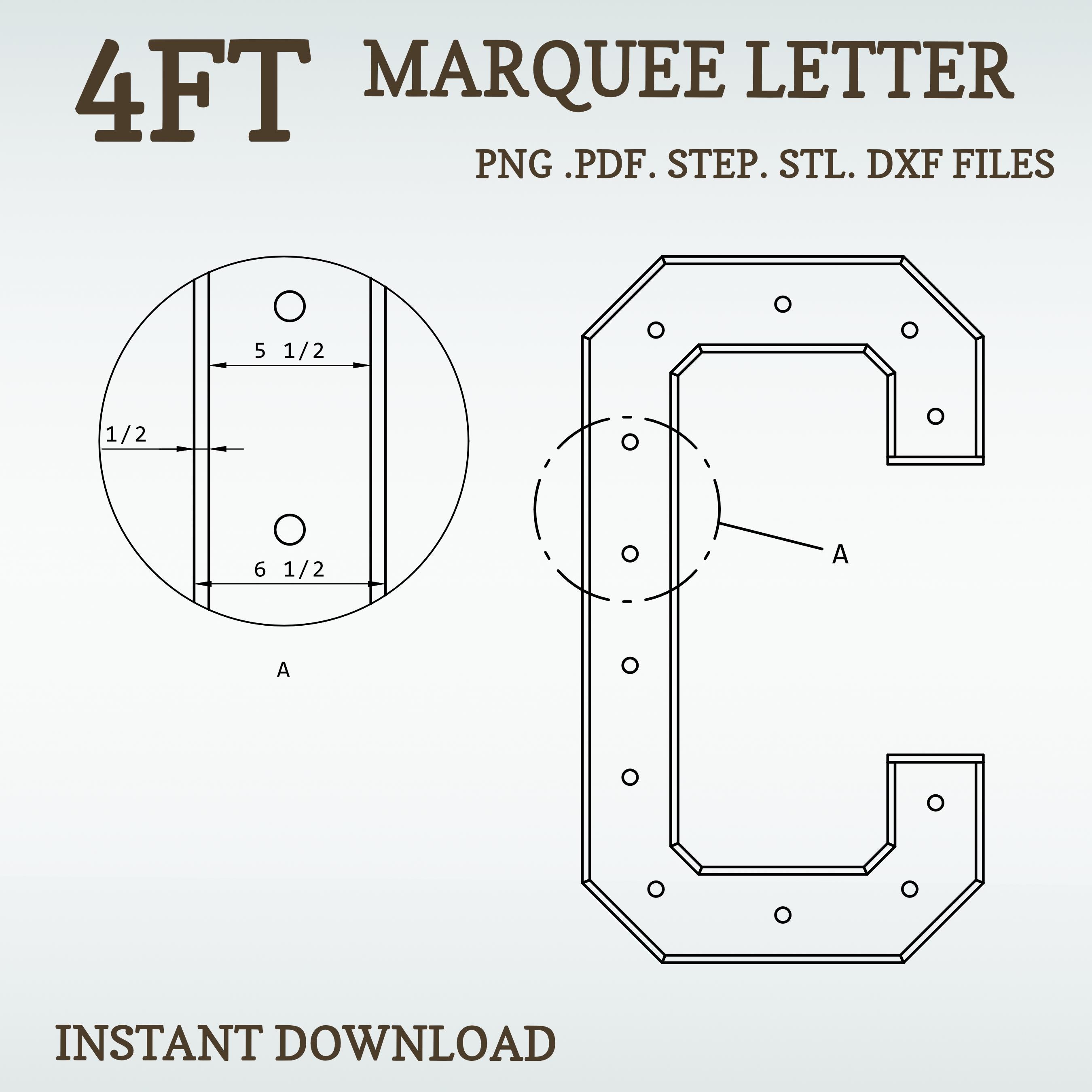 4ft DIY Marquee Plans, Letter C. Light up Letter Blueprints, Mosaic ...