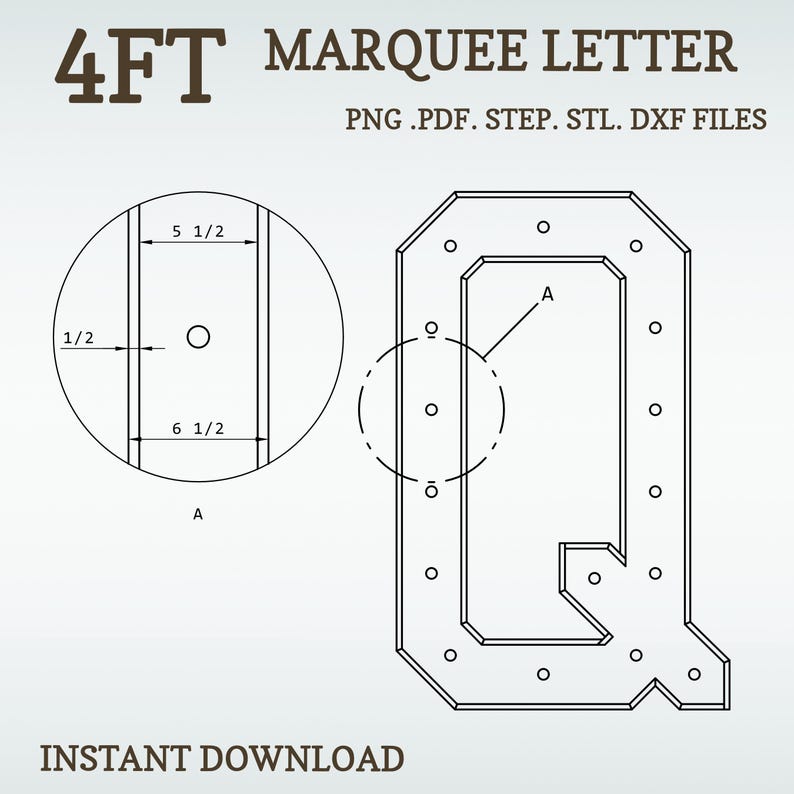 4ft DIY Marquee Plans, Letter Q. Light up Letter Blueprints, Mosaic ...