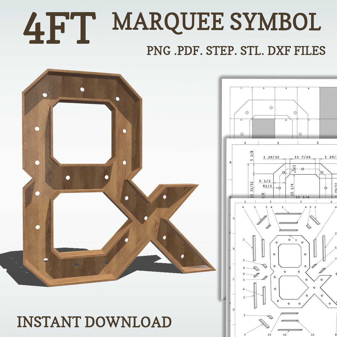 4ft DIY Marquee Plans, Symbol &. Light up Letter Blueprints, Mosaic ...