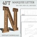 4ft DIY Marquee Plans, Letter N. Light up Letter Blueprints, Mosaic ...