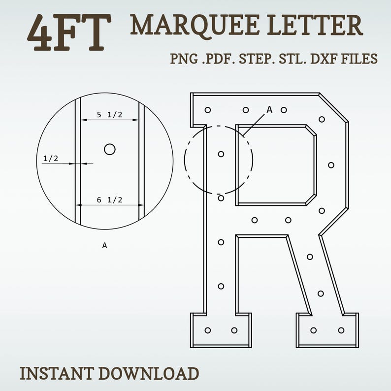 4ft DIY Marquee Plans, Letter R. Light up Letter Blueprints, Mosaic ...