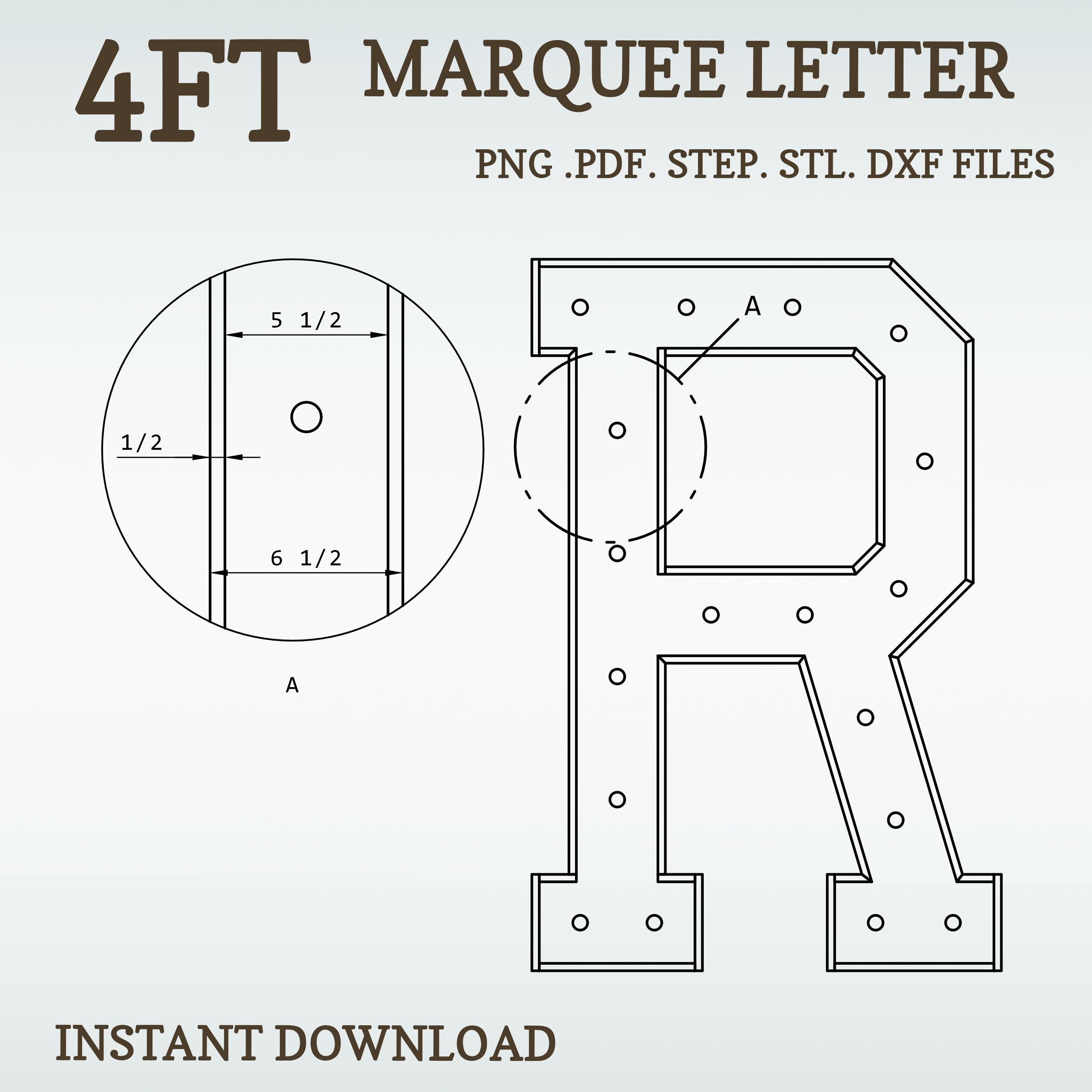 4ft DIY Marquee Plans, Letter R. Light up Letter Blueprints, Mosaic ...