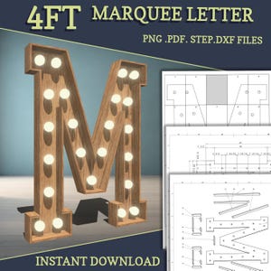 4ft DIY Marquee Plans, Letter M. Light up Letter Blueprints, Mosaic ...