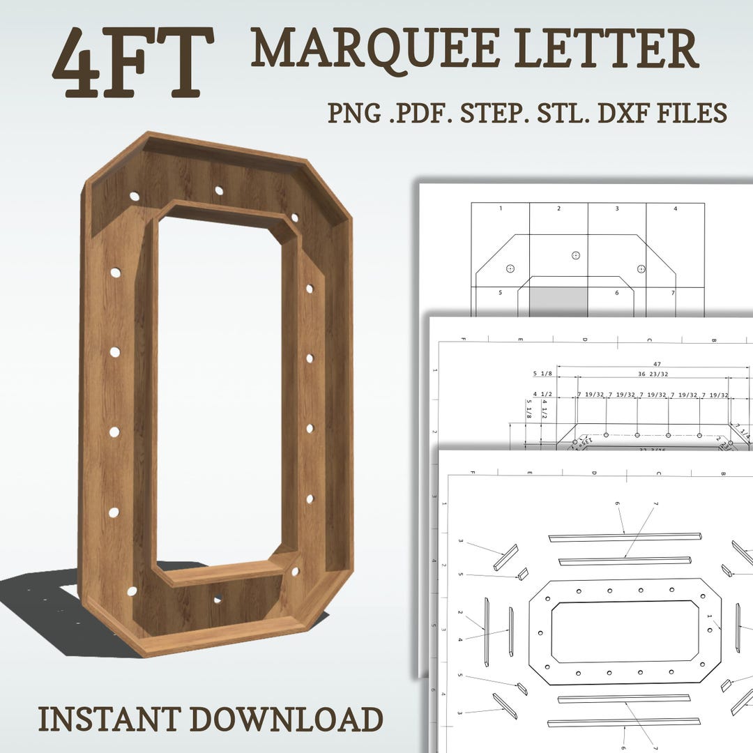 4ft DIY Marquee Plans, Letter O. Light up Letter Blueprints, Mosaic ...
