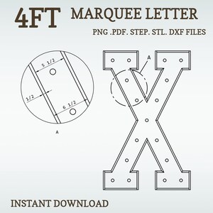 4ft DIY Marquee Plans, Letter X. Light up Letter Blueprints, Mosaic ...