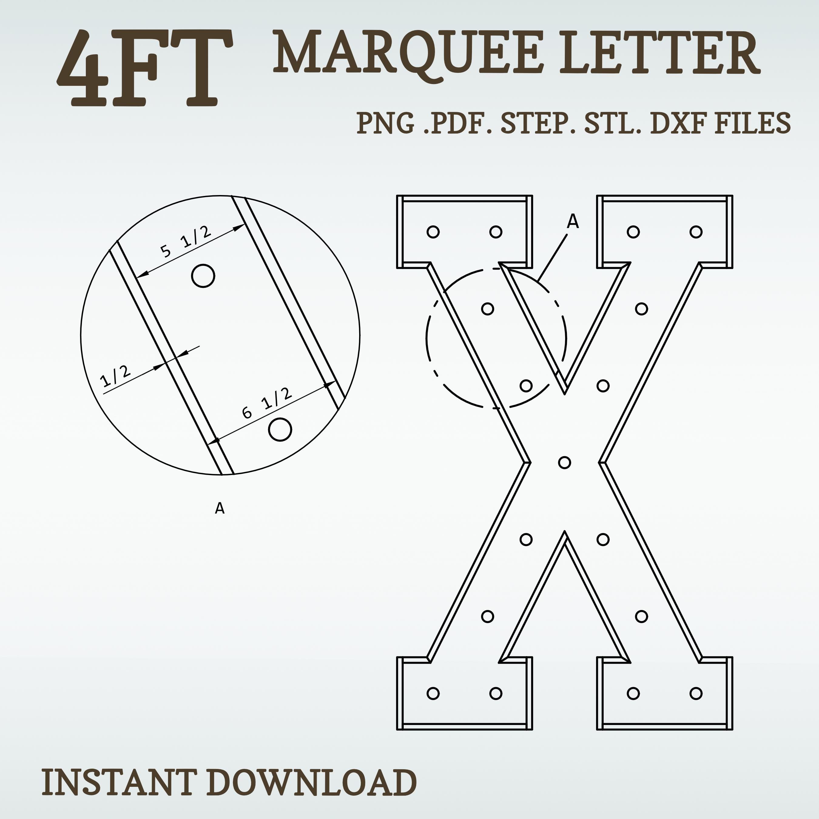 4ft DIY Marquee Plans, Letter X. Light up Letter Blueprints, Mosaic ...