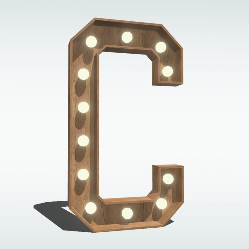4ft DIY Marquee Plans, Letter C. Light up Letter Blueprints, Mosaic ...
