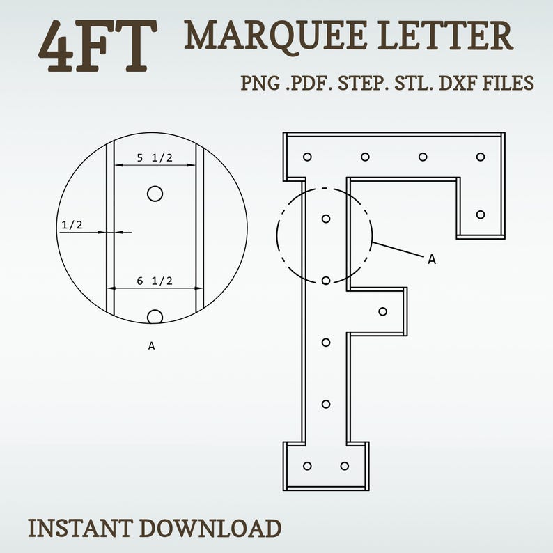 4ft DIY Marquee Plans, Letter F. Light up Letter Blueprints, Mosaic ...