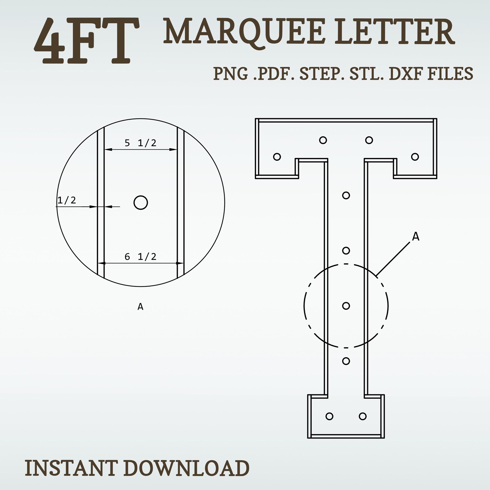 4ft DIY Marquee Plans, Letter T. Light up Letter Blueprints, Mosaic ...