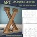 4ft DIY Marquee Plans, Letter X. Light up Letter Blueprints, Mosaic ...