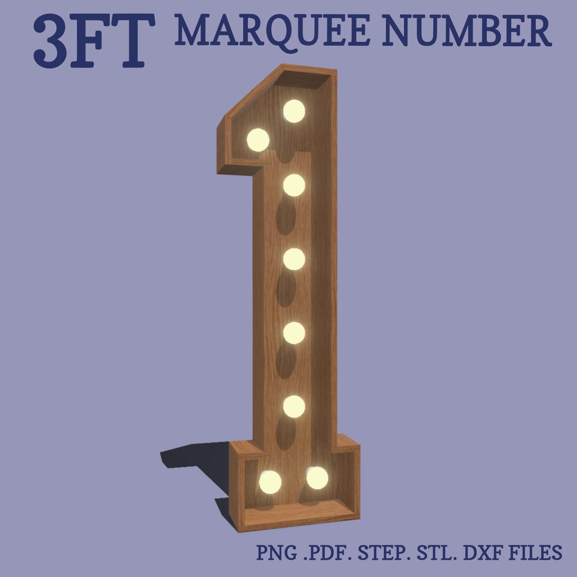 3ft DIY Marquee Plans, Number 1. Light up Number Blueprints, Mosaic ...