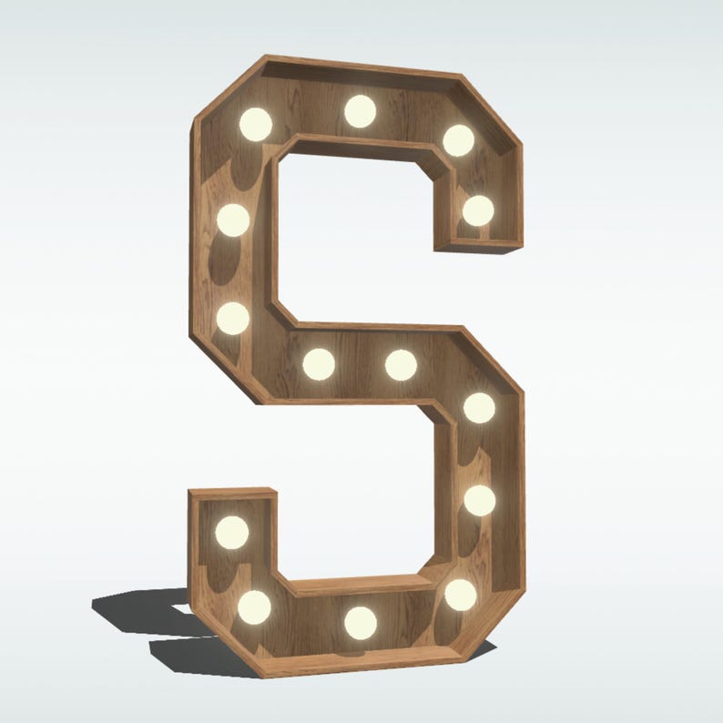 4ft DIY Marquee Plans, Letter S. Light up Letter Blueprints, Mosaic ...