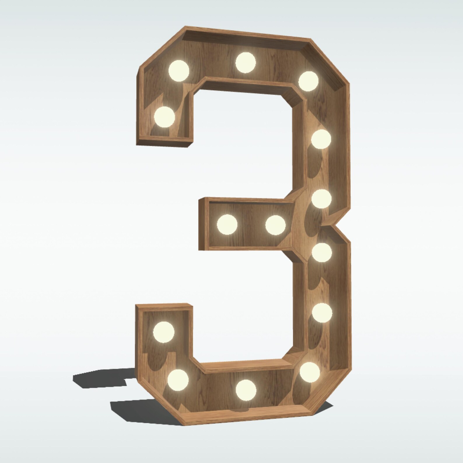 4ft DIY Marquee Plans, Number 3. Light up Number Blueprints, Mosaic ...