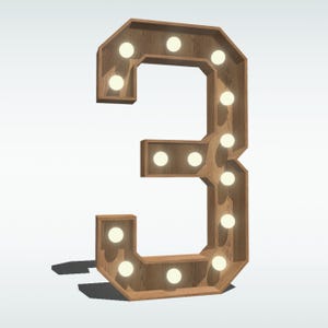 4ft DIY Marquee Plans, Number 3. Light up Number Blueprints, Mosaic ...