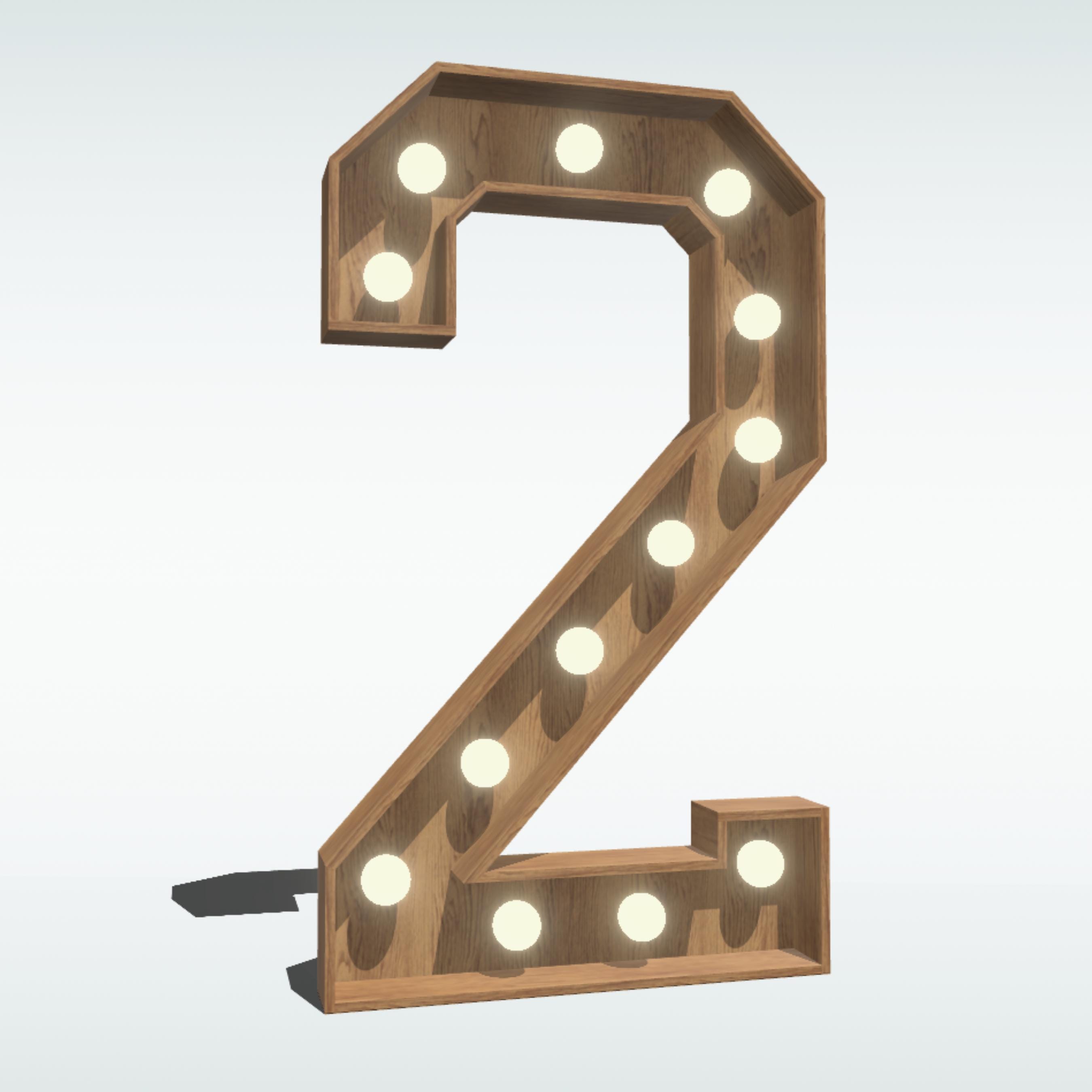 4ft DIY Marquee Plans, Number 2. Light up Number Blueprints, Mosaic ...