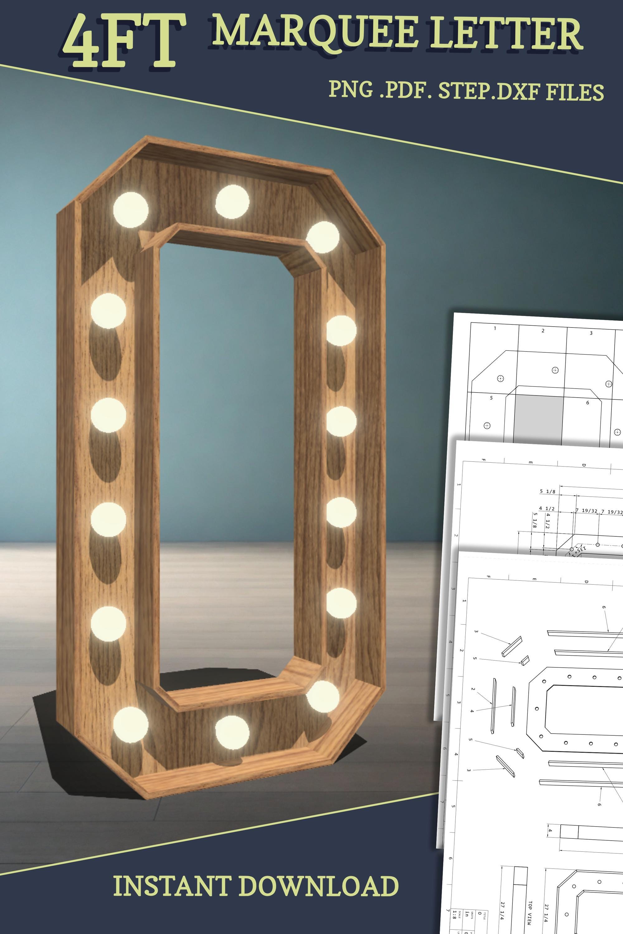 4ft DIY Marquee Plans, Letter O. Light up Letter Blueprints, Mosaic ...