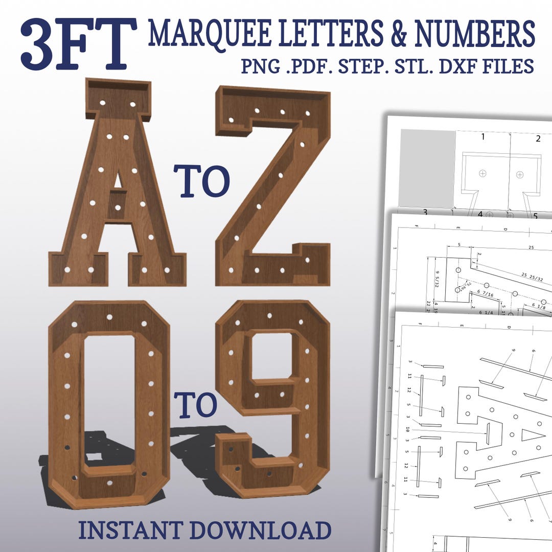 3ft DIY Marquee Plans, Letters and Numbers A-Z & 0-9. Light up Letter ...