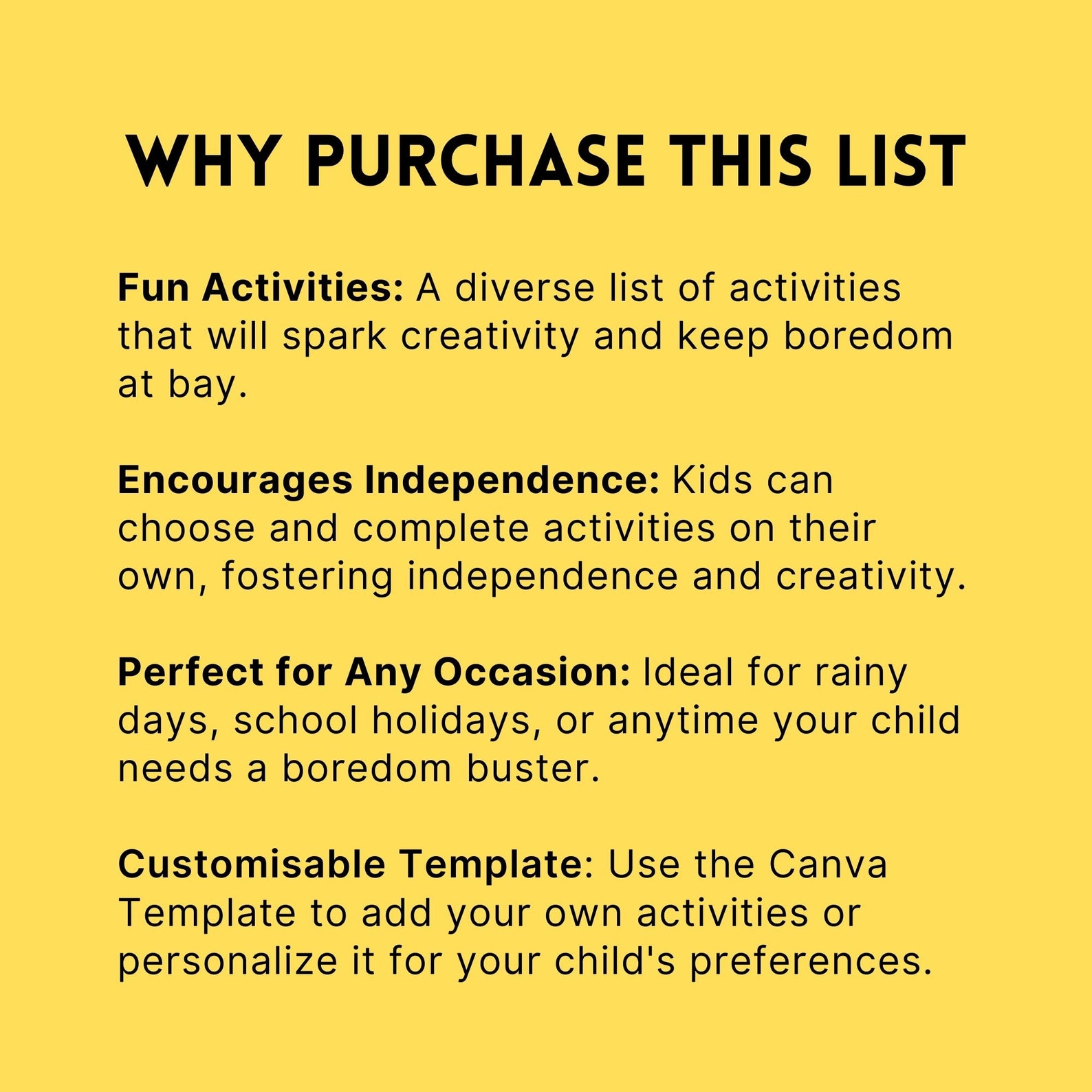 Printable List of Activities for When Your Child Says "i'm Bored" | PDF ...