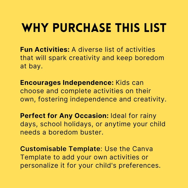 Printable List of Activities for When Your Child Says "i'm Bored" | PDF ...