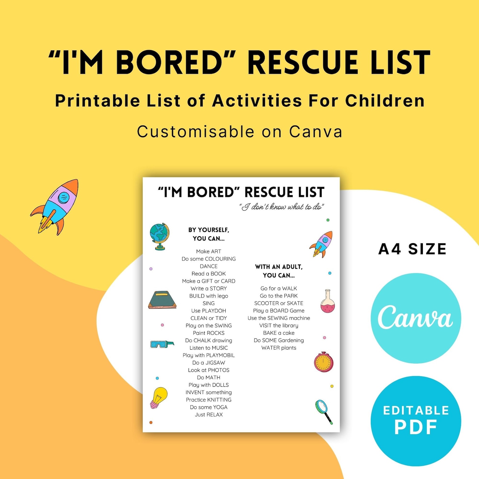 Printable List of Activities for When Your Child Says i'm Bored PDF ...