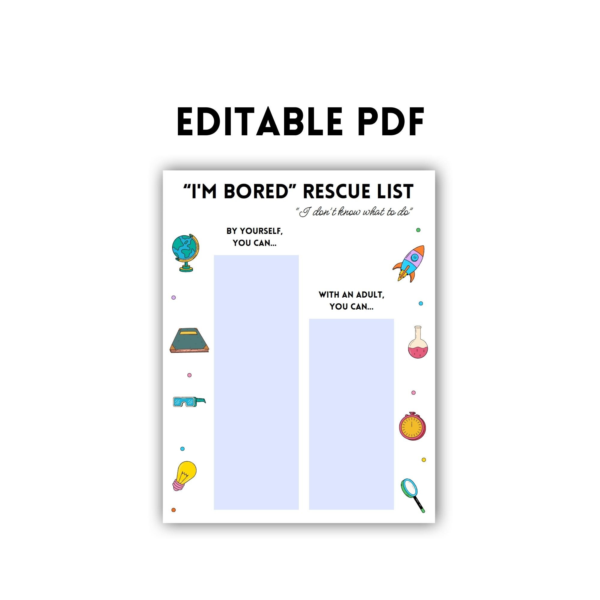 Printable List of Activities for When Your Child Says "i'm Bored" | PDF ...