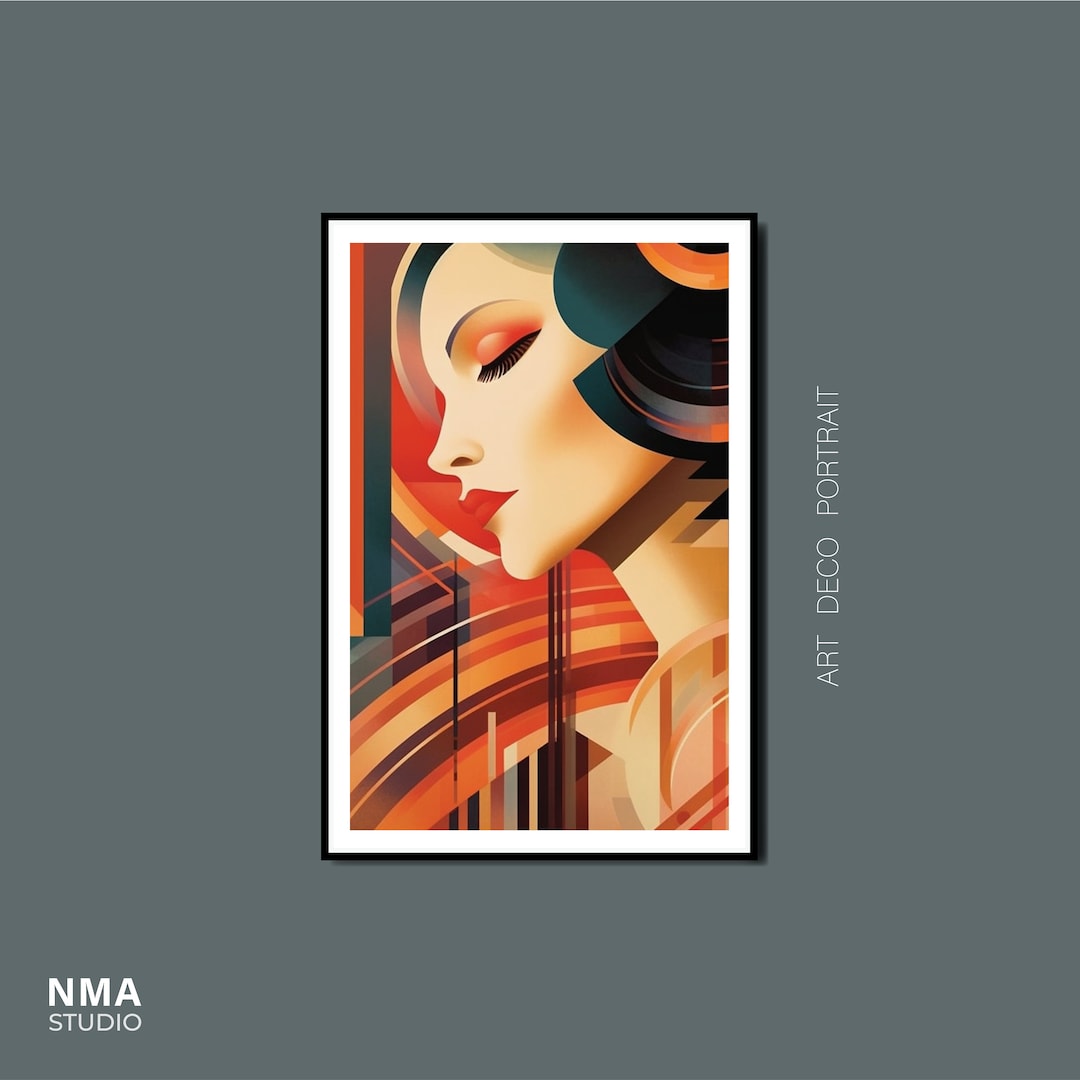 Side Profile (art Deco Female Portrait Series A) - Etsy