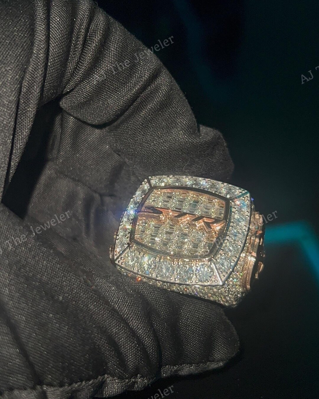 Iced Out Personalized Name Rings for Men, VVS Real Moissanite, Initial ...