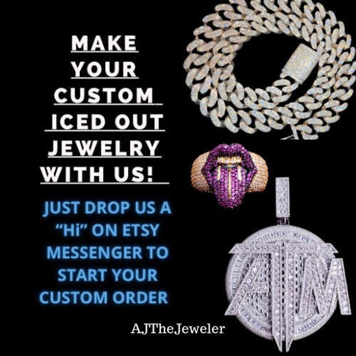 Iced Out Angel Wings Pendant, Custom Circle Pendant, Iced Logo Pendant ...