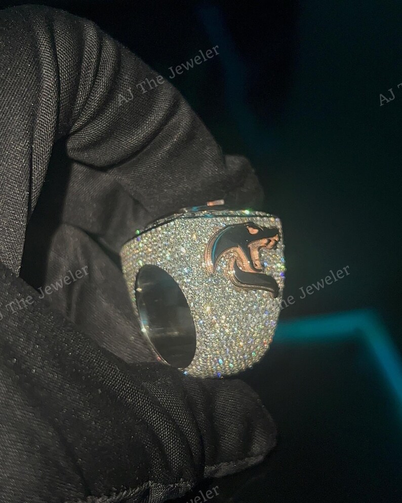 Iced Out Personalized Name Rings for Men, VVS Real Moissanite, Initial ...