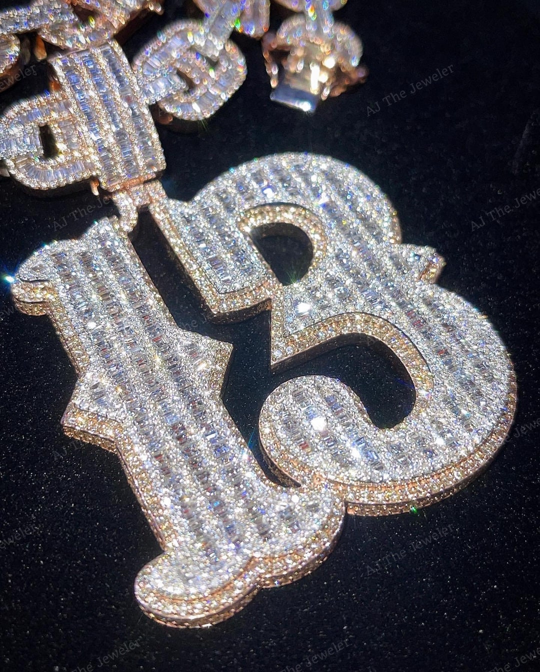 Iced Out Number Pendant, Custom Number Pendant, Men's Number Charm ...