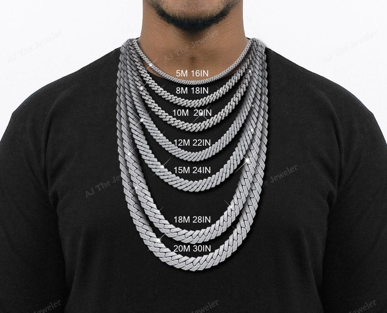 15MM Baguette Cuban Link Chain, VVS Moissanite Diamond Chain, Iced Out ...