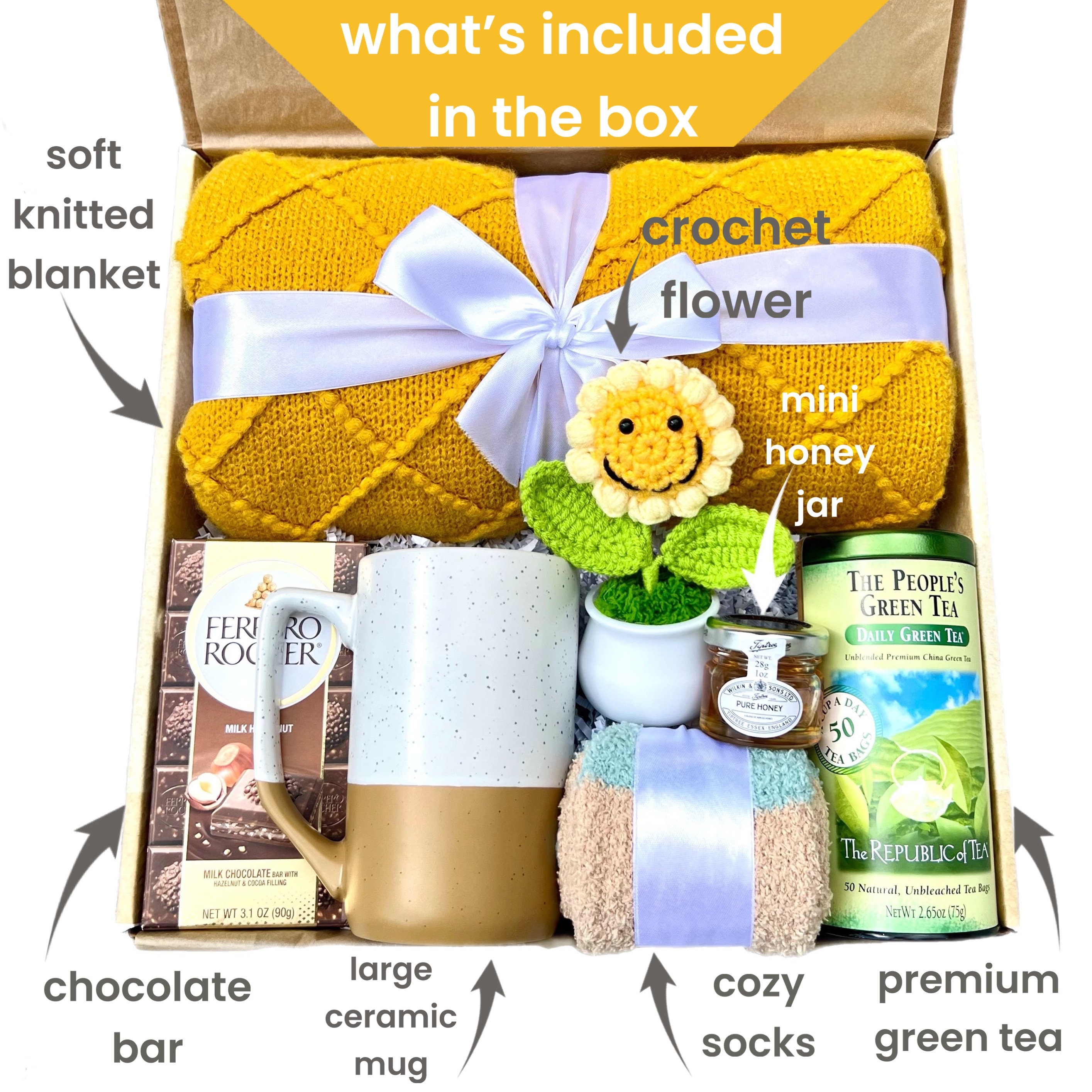 Sunflower Gift Box With Blanket | Tea Lover Birthday Gift Box | Gift for Mom | Gift for Wife ...