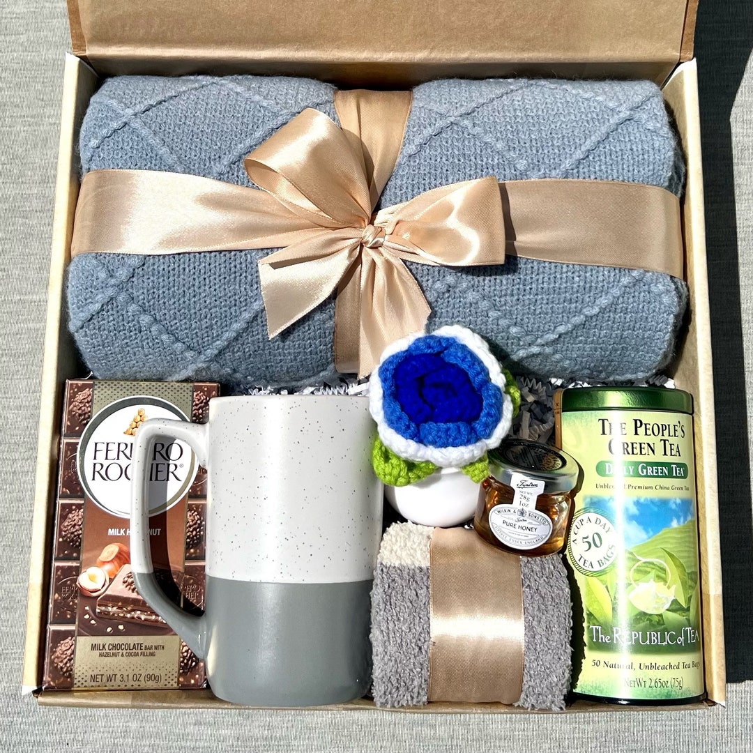 Sending a Hug Gift Box With Blanket | Tea Lover Birthday Gift Box ...