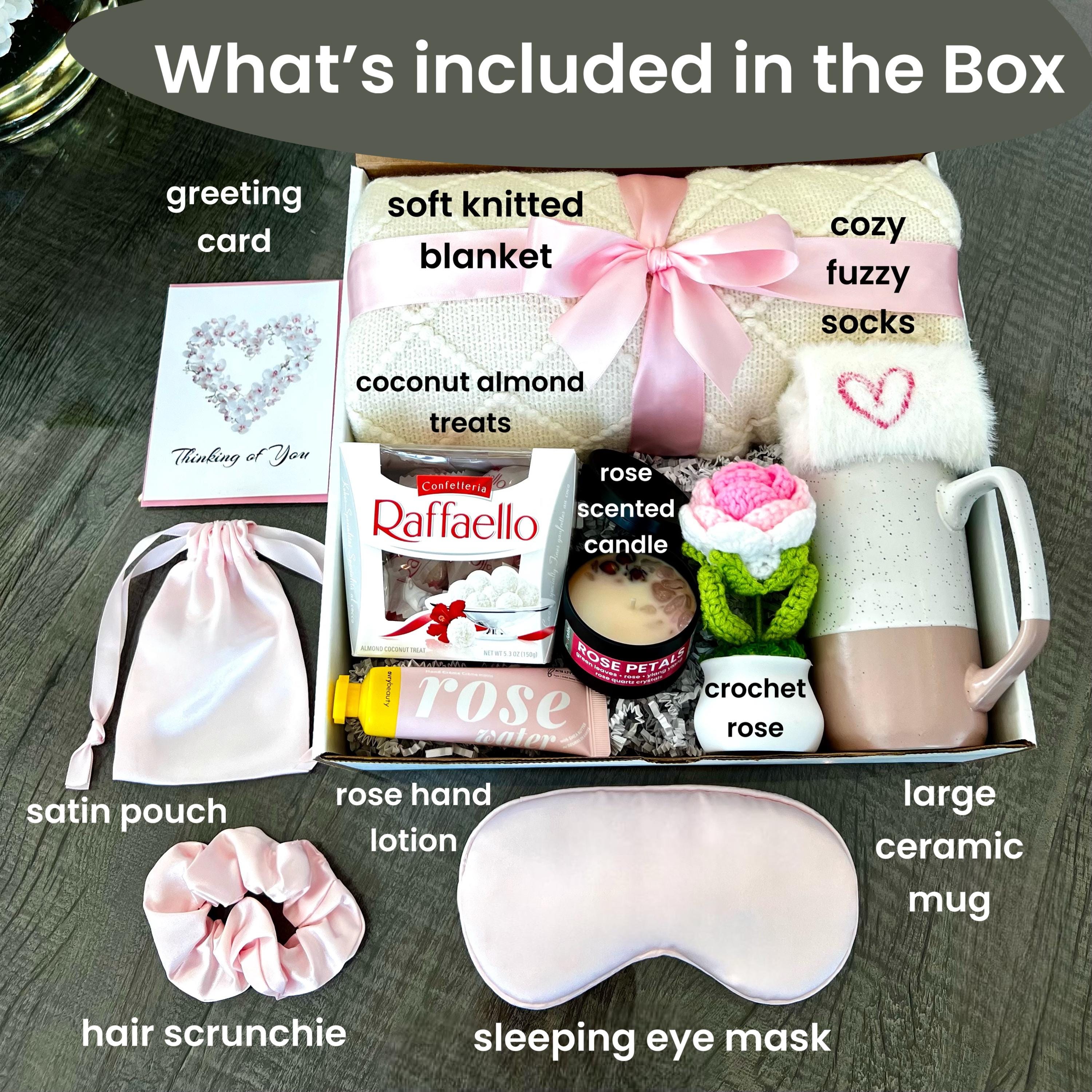 Rose Lover Gift Set Care Package for Her Gift for Mom Gift for Wife Sending Love Blanket Box ...