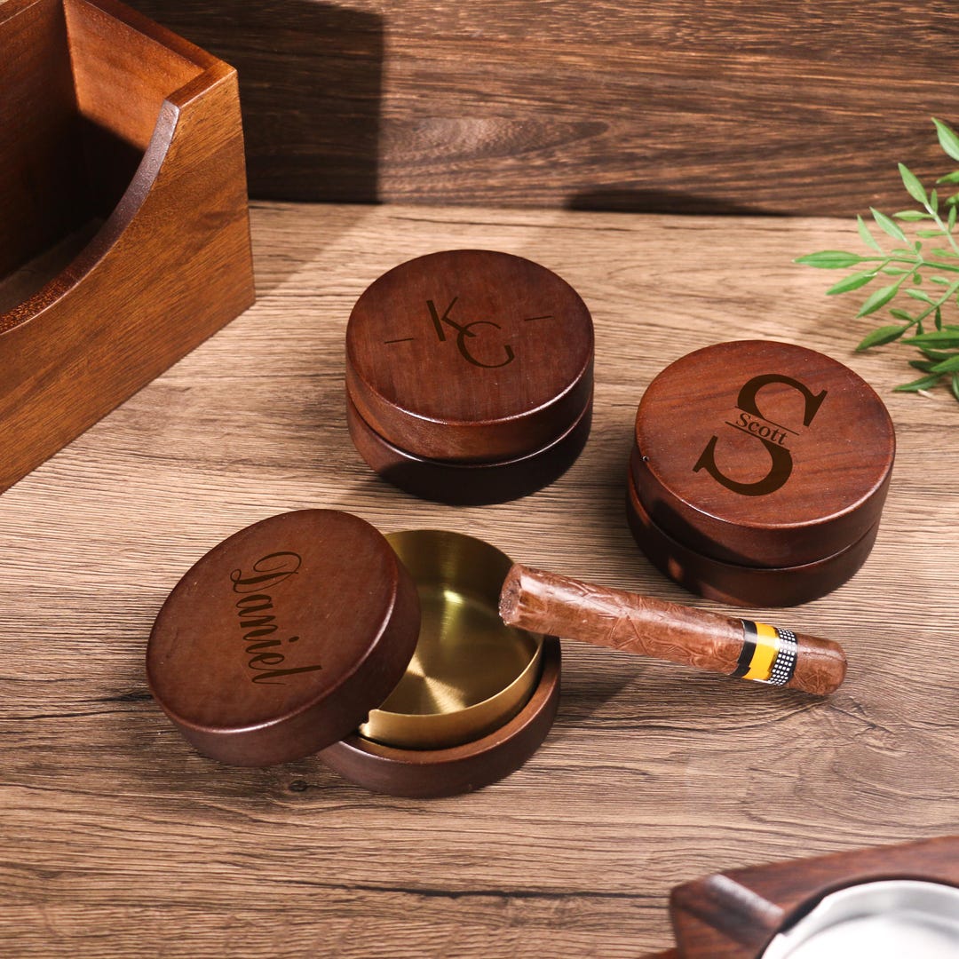 Personalized Handcrafted Wooden Vintage Ashtray, Personalized Wood ...