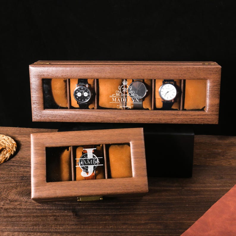 Custom Engraved Wooden Watch Box, Personalized Jewelry Storage - Etsy
