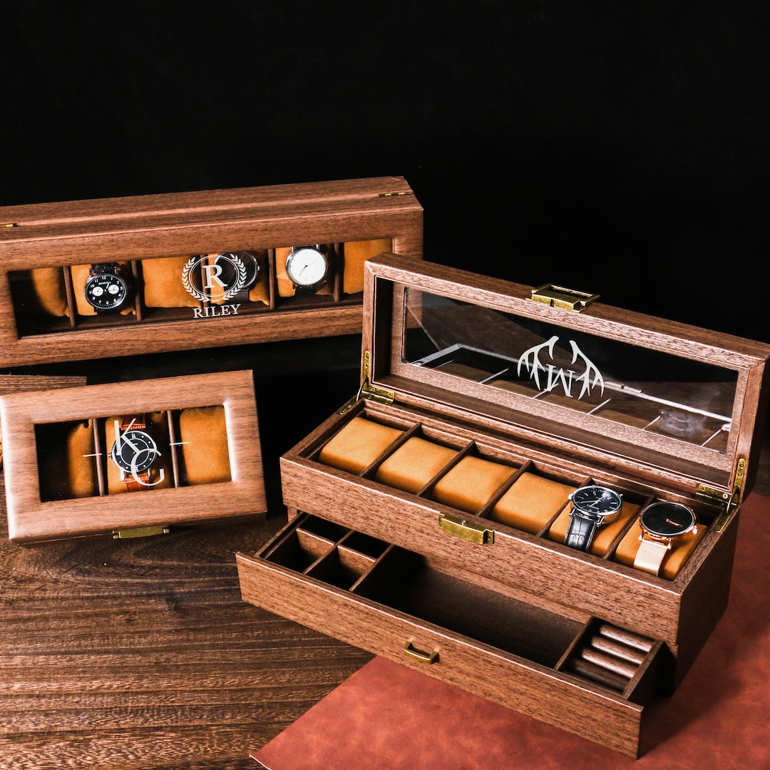Custom Engraved Wooden Watch Box, Personalized Jewelry Storage - Etsy