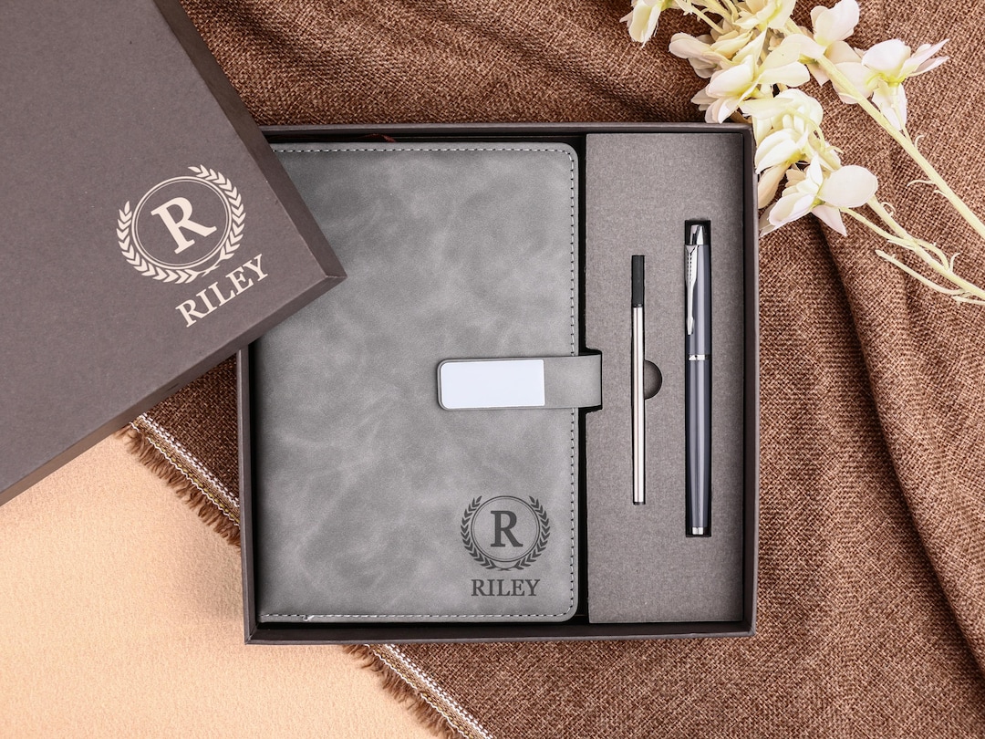 Personalized Initial Notebook Set With Pen, Personalized New Job Gift ...