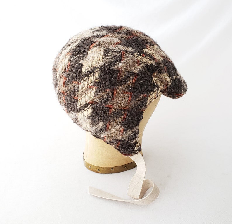 Wool Aviator Hat in Chunky Woven Plaid Houndstooth Brown - Etsy