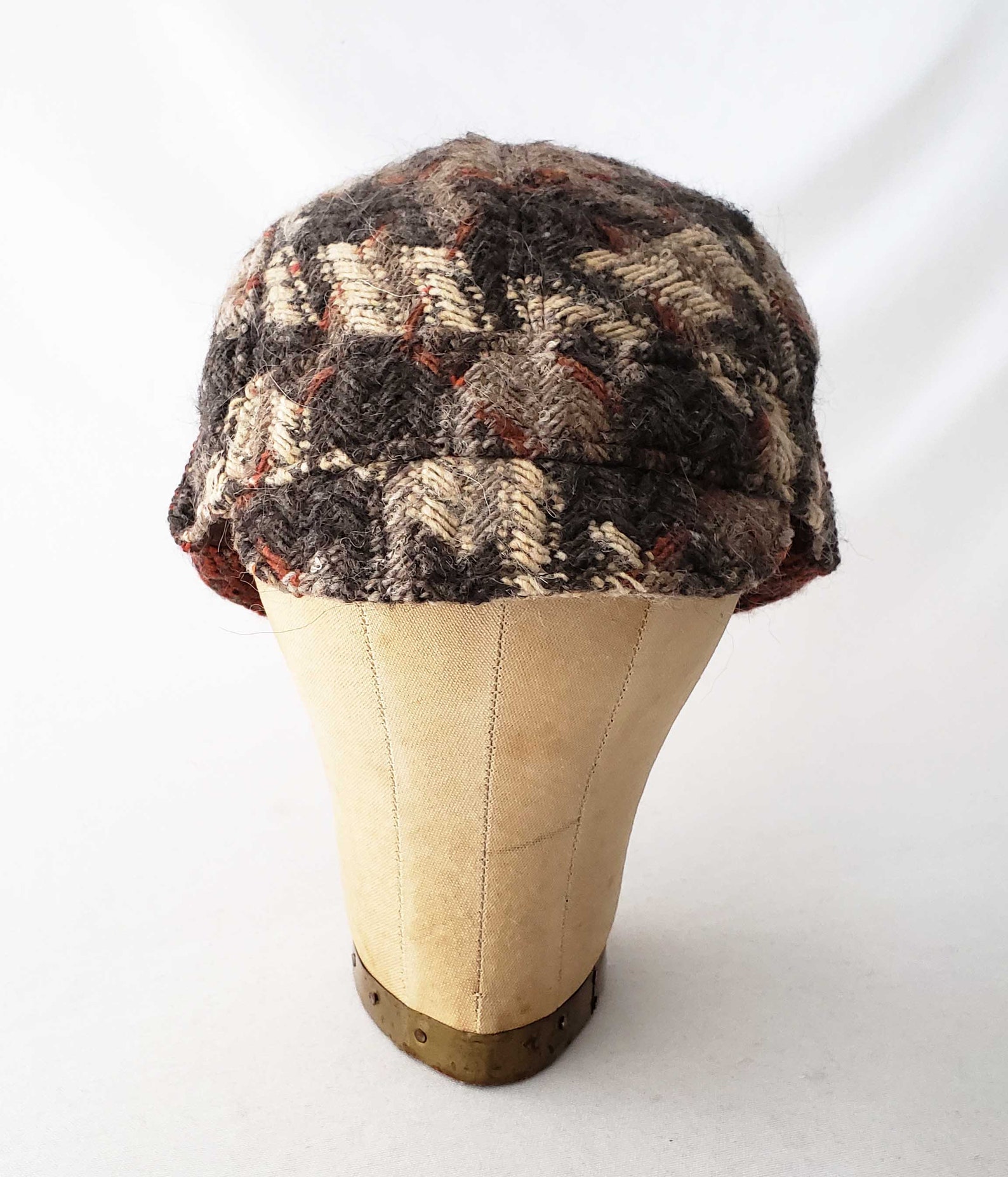 Wool Aviator Hat in Chunky Woven Plaid Houndstooth Brown | Etsy