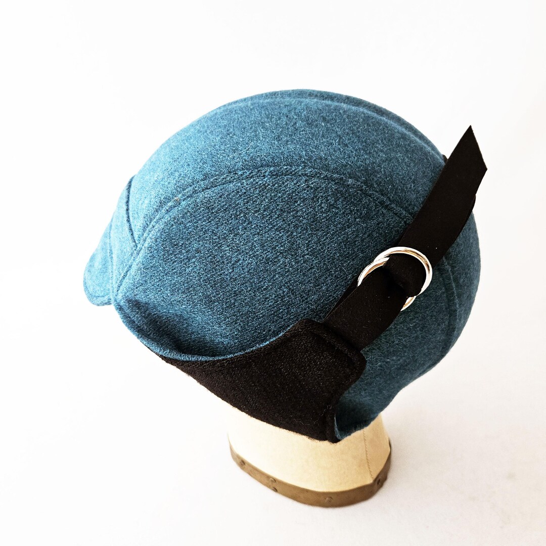 Teal Wool Aviator Hat With Black Accents: Winter Cycling, Retro Style ...