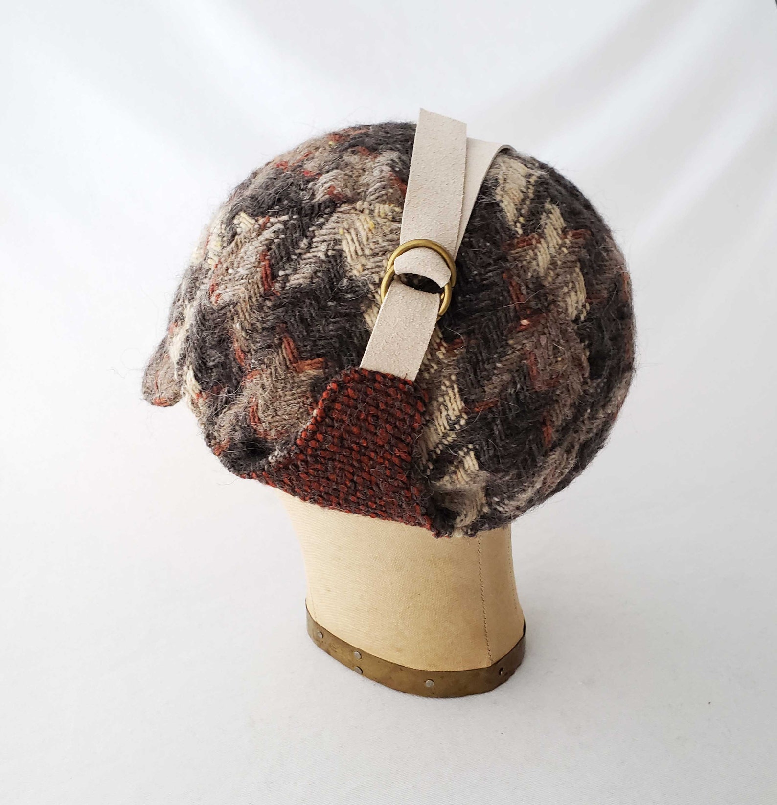 Wool Aviator Hat in Chunky Woven Plaid Houndstooth Brown | Etsy