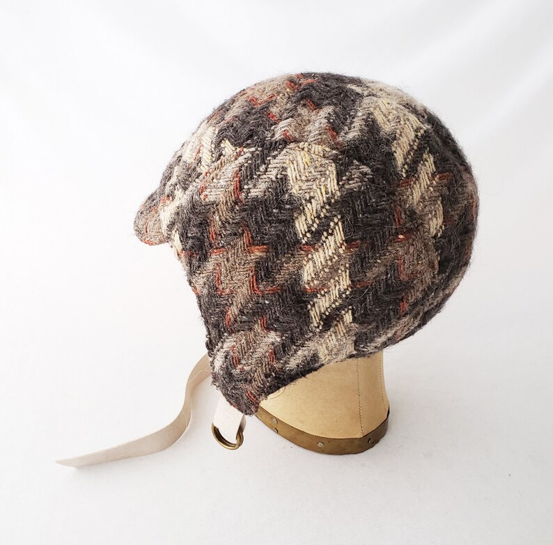 Wool Aviator Hat in Chunky Woven Plaid Houndstooth Brown - Etsy