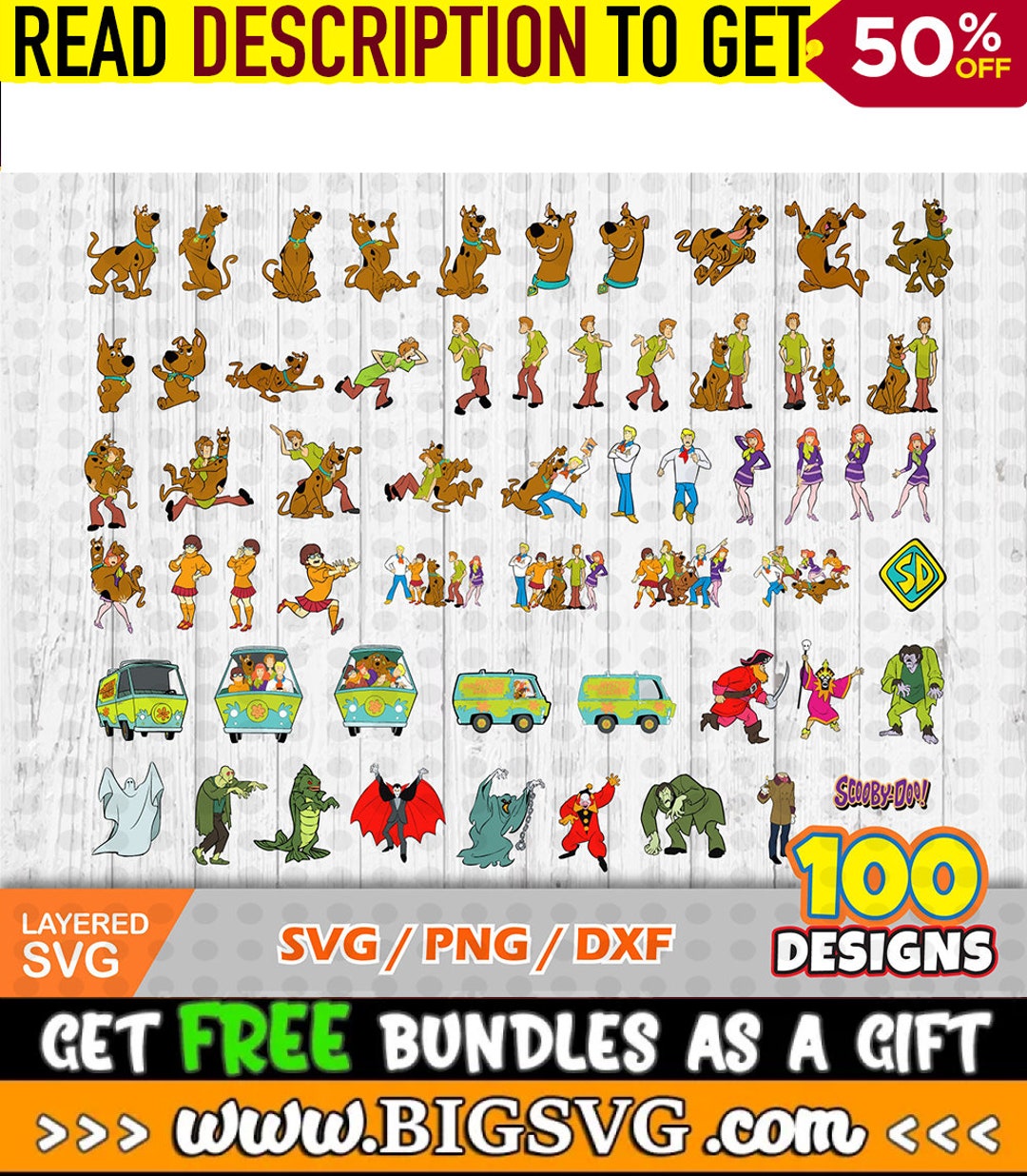 100 Scooby Doo Svg Cut Files for Cricut / Silhouette, Scooby Doo Clip ...