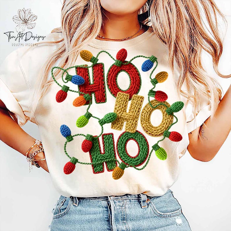 Ho Ho Ho PNG, Faux Embroidery Christmas Png, Latch Hook Yarn Holiday ...