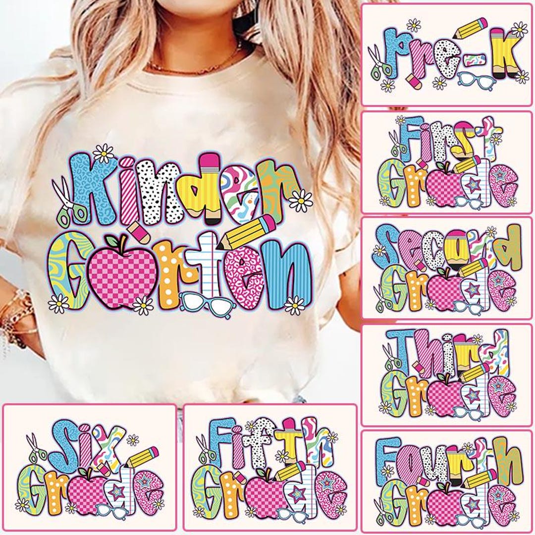 Kindergarten Teacher PNG Bundle, First Grade Sublimation, Back to ...