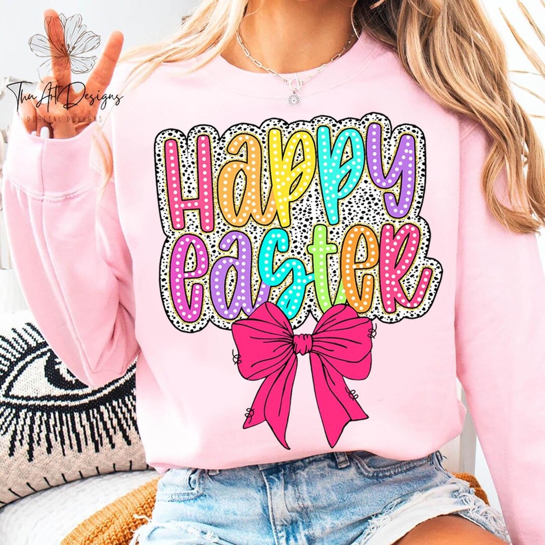 Happy Easter Png, Coquette Bow Easter Png, Easter Bunny Png, Preppy ...