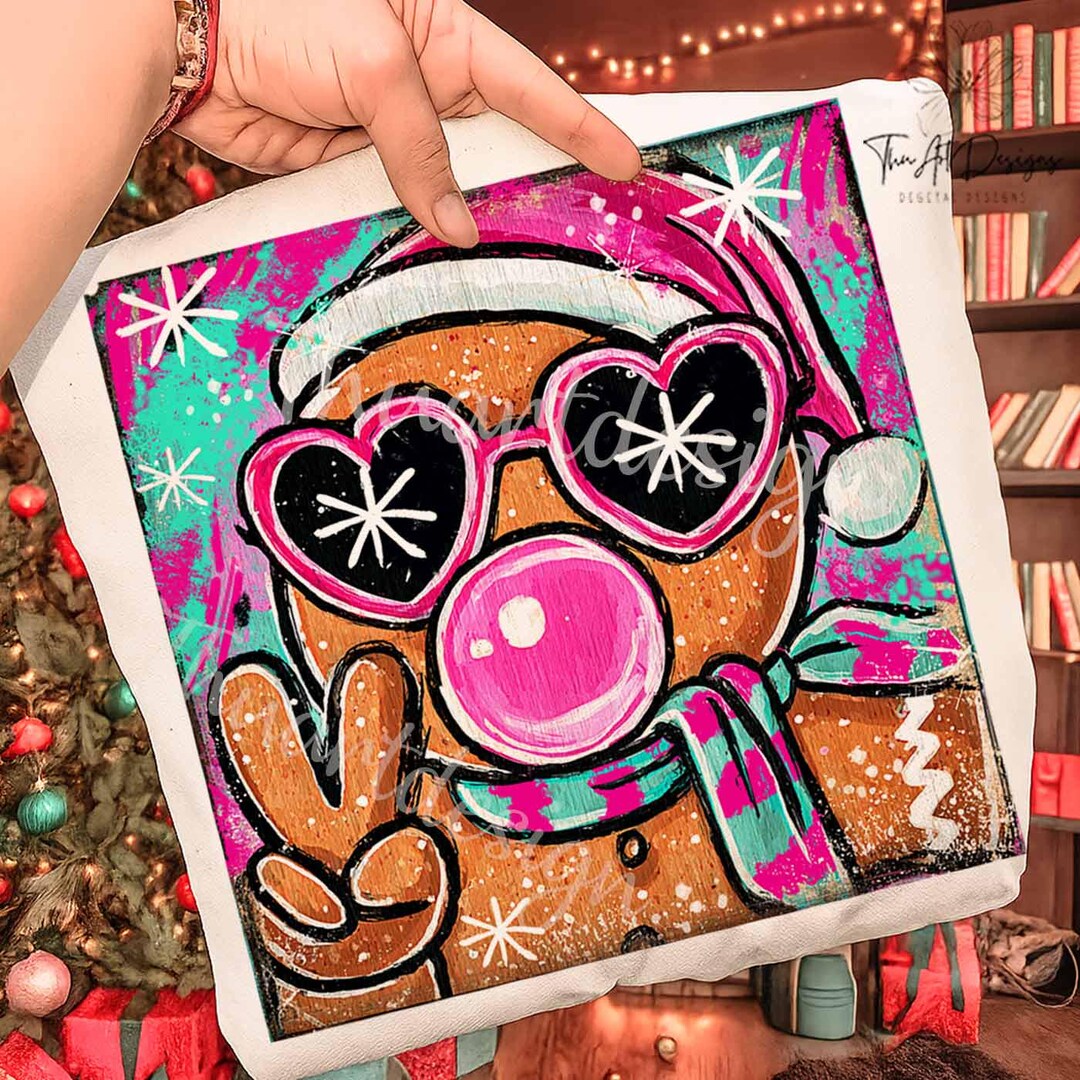 Preppy Christmas Gingerbread Man PNG, Santa Gingerbread PNG, Cute ...