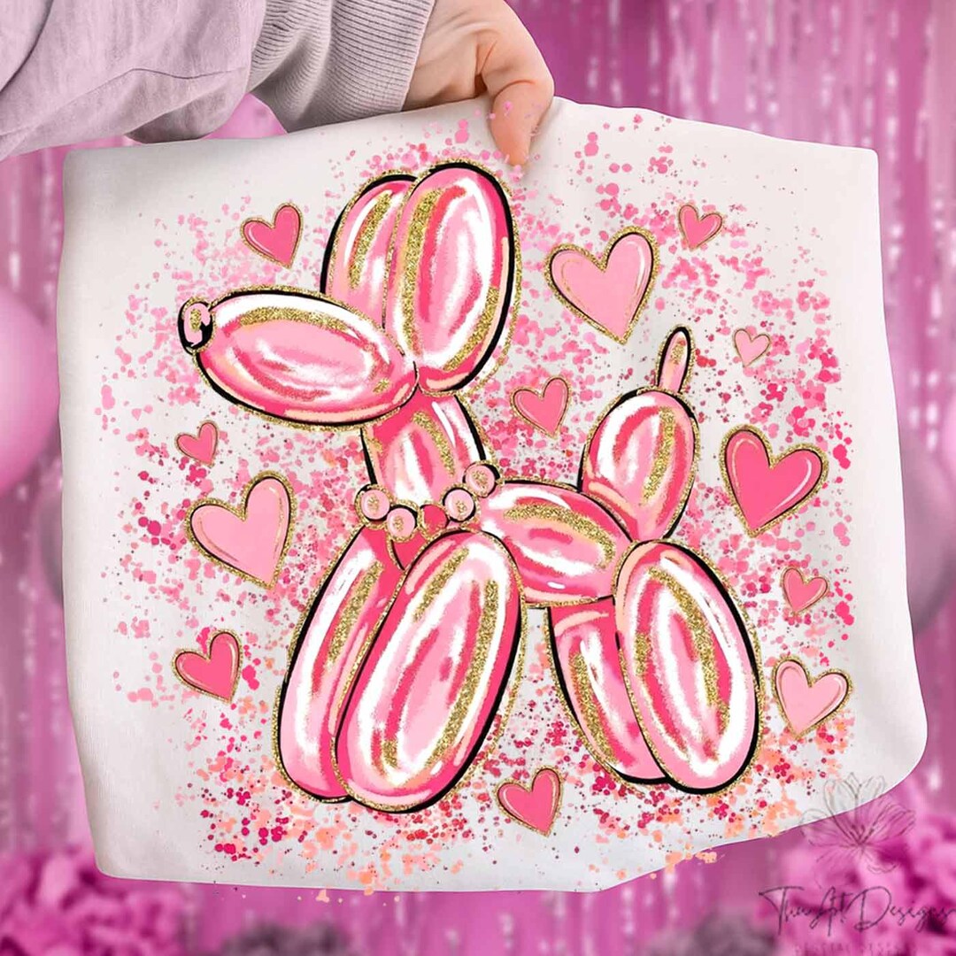 Pink Brushstroke Balloon Dog PNG, Valentine Balloon Animal Clipart ...